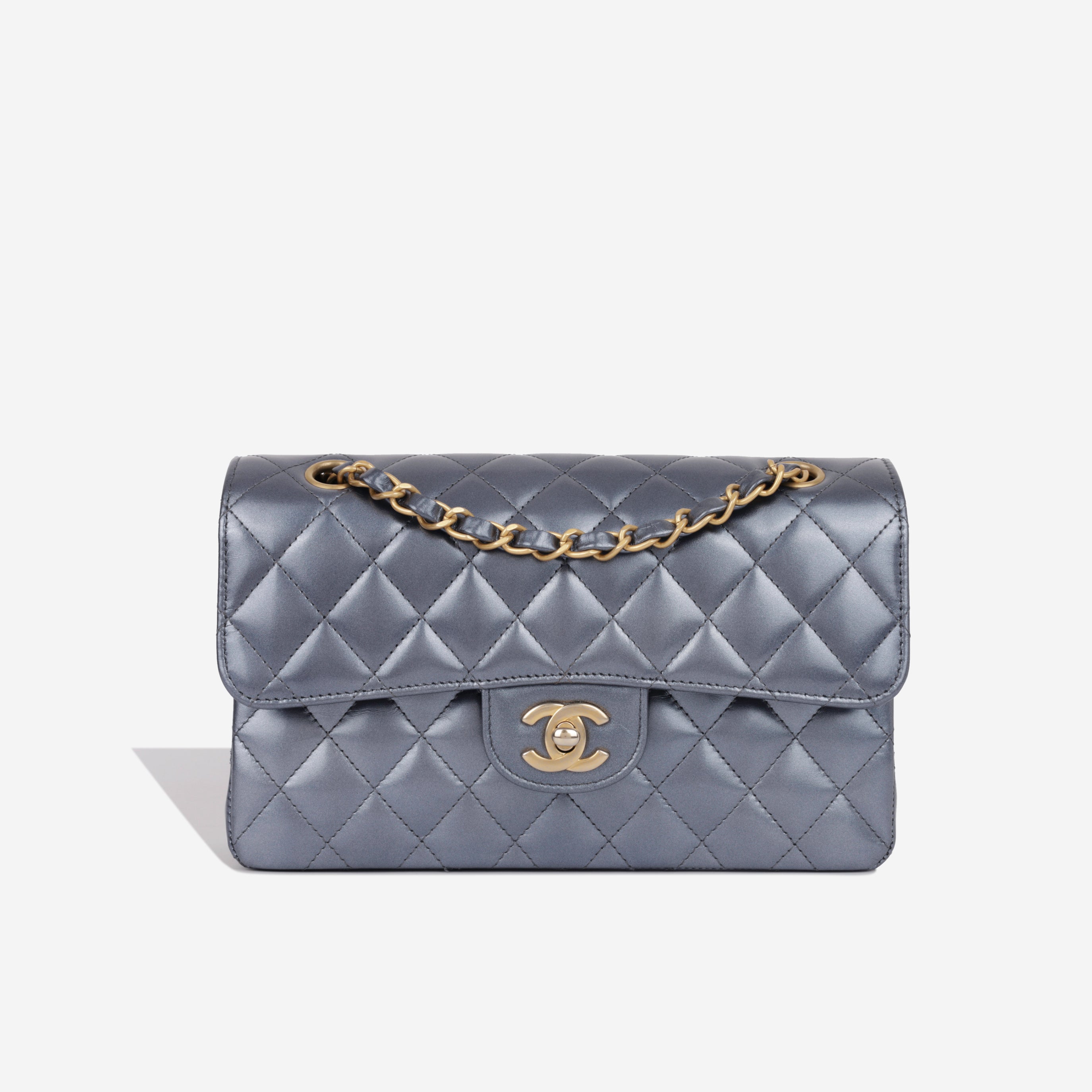 Chanel - Small Classic Flap Bag - Metallic Coated Leather - GHW - 2019 ...