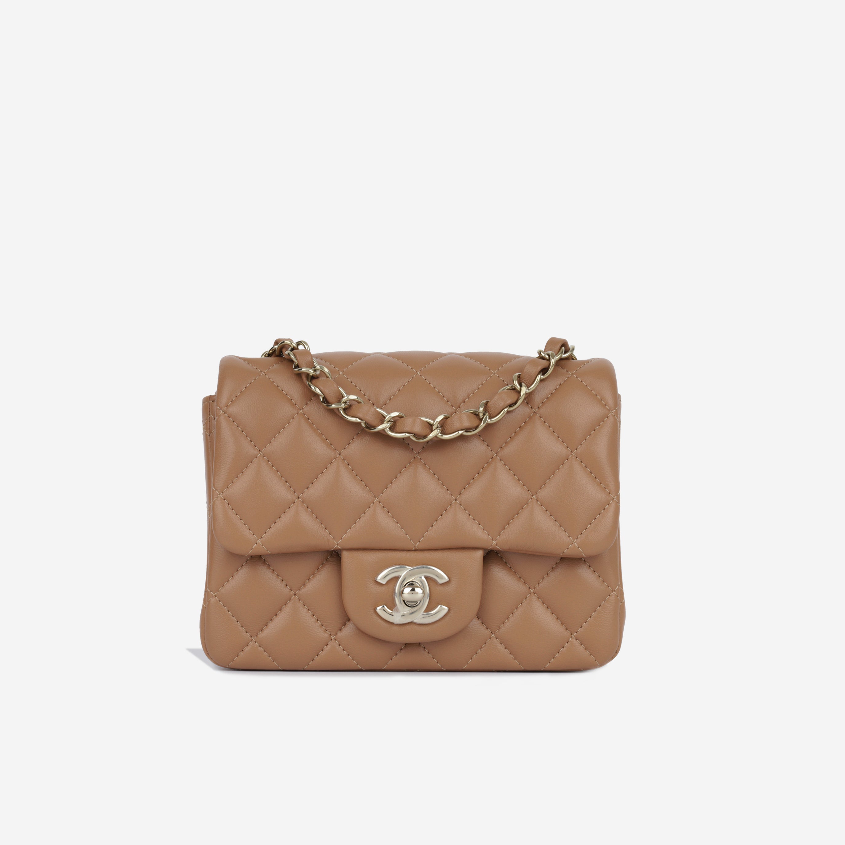 Chanel - Mini Square Classic Flap Bag - Caramel Lambskin - CGHW - Brand ...