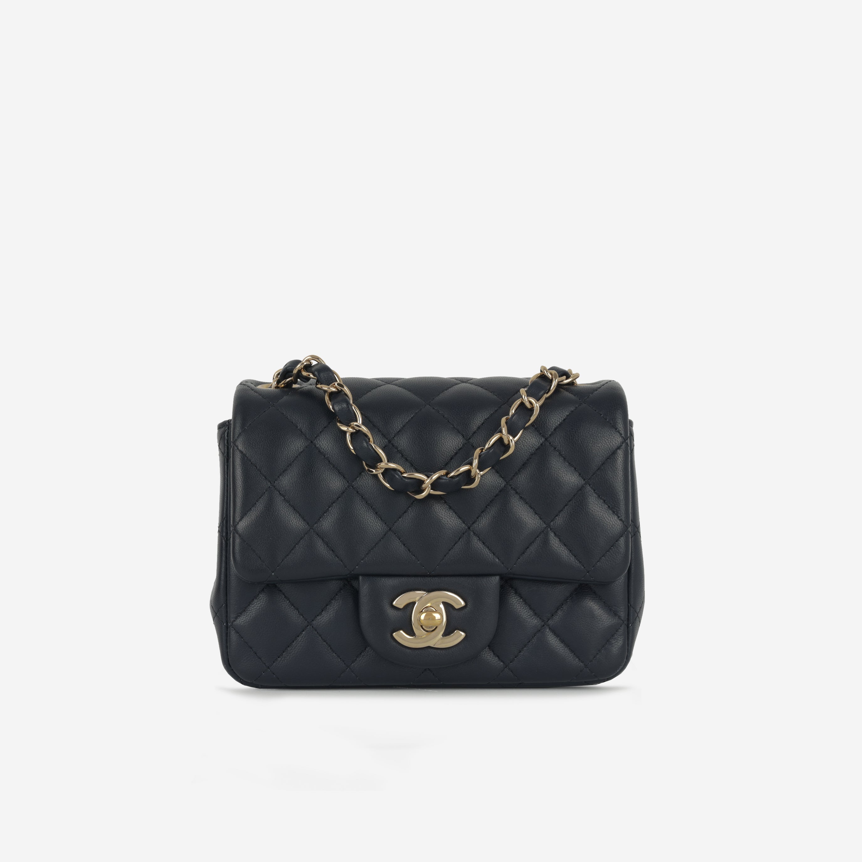 Chanel - Mini Square - Navy Lambskin CGHW - Pre Loved - 2019 – Bagista