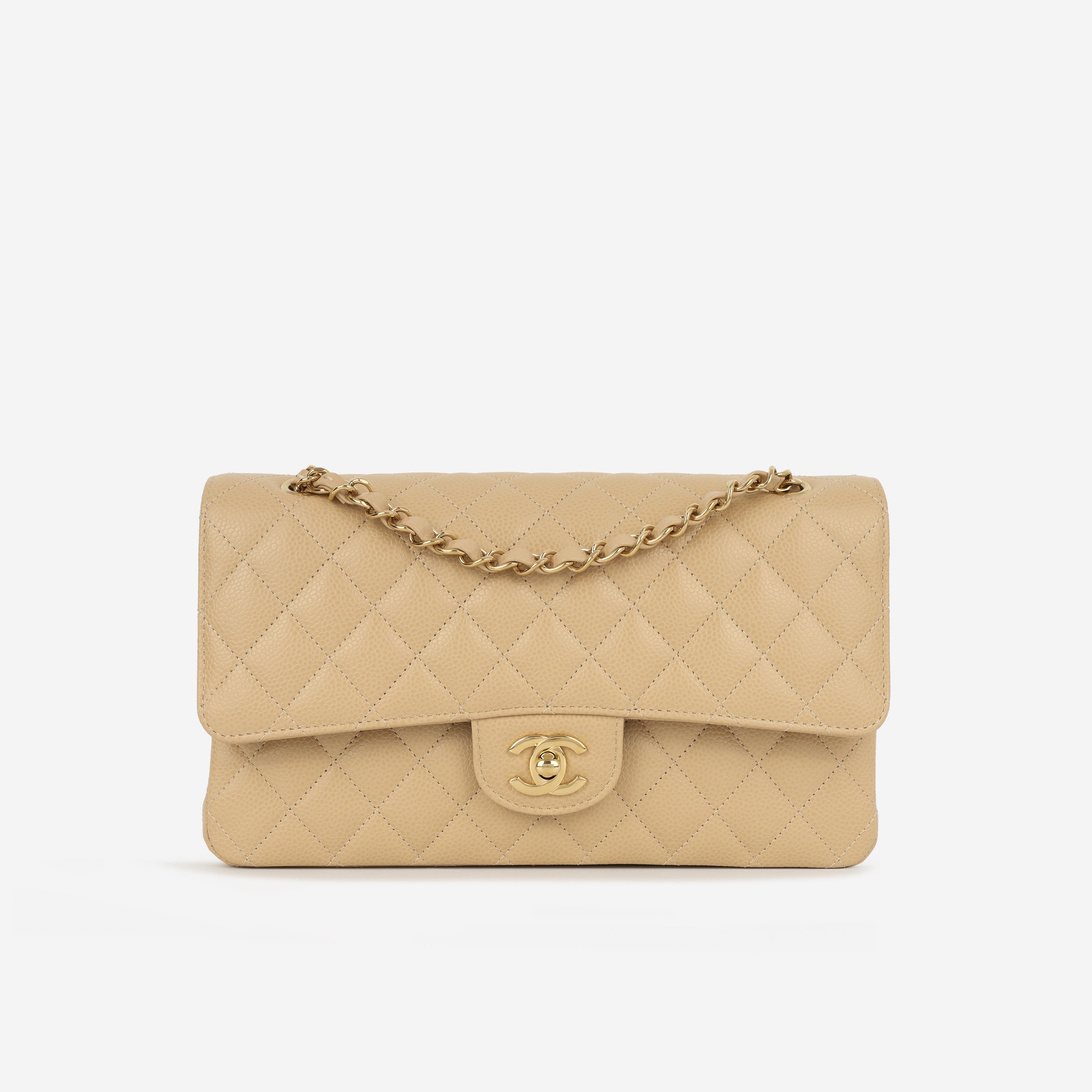Chanel Medium Classic Flap - Beige Caviar GHW – Bagista