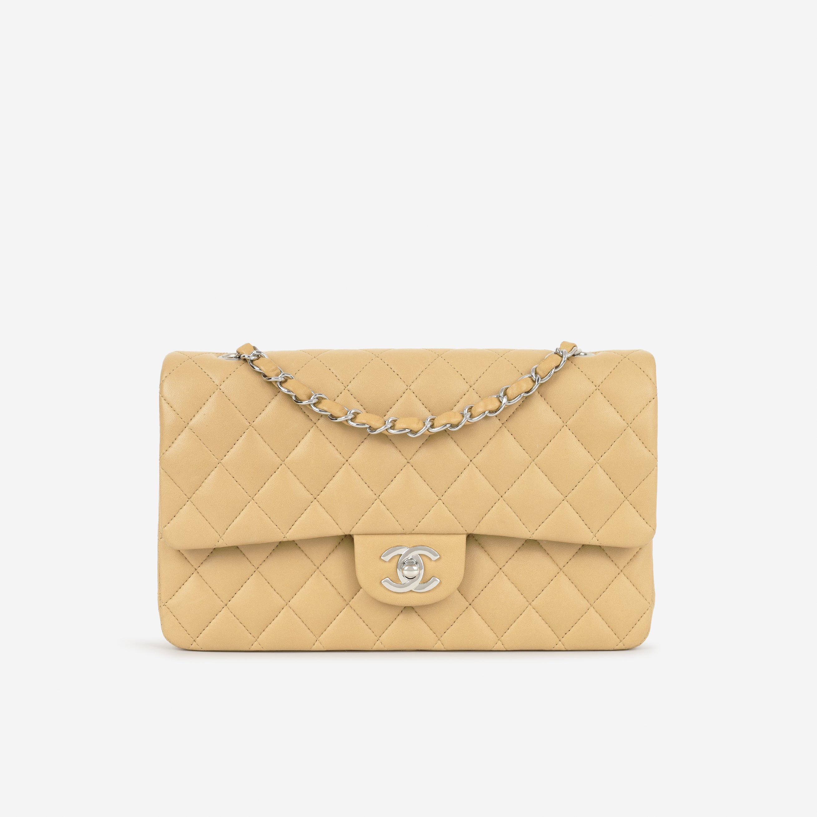 Chanel Vintage Medium Classic Flap Beige Lambskin | Pre-Loved – Bagista