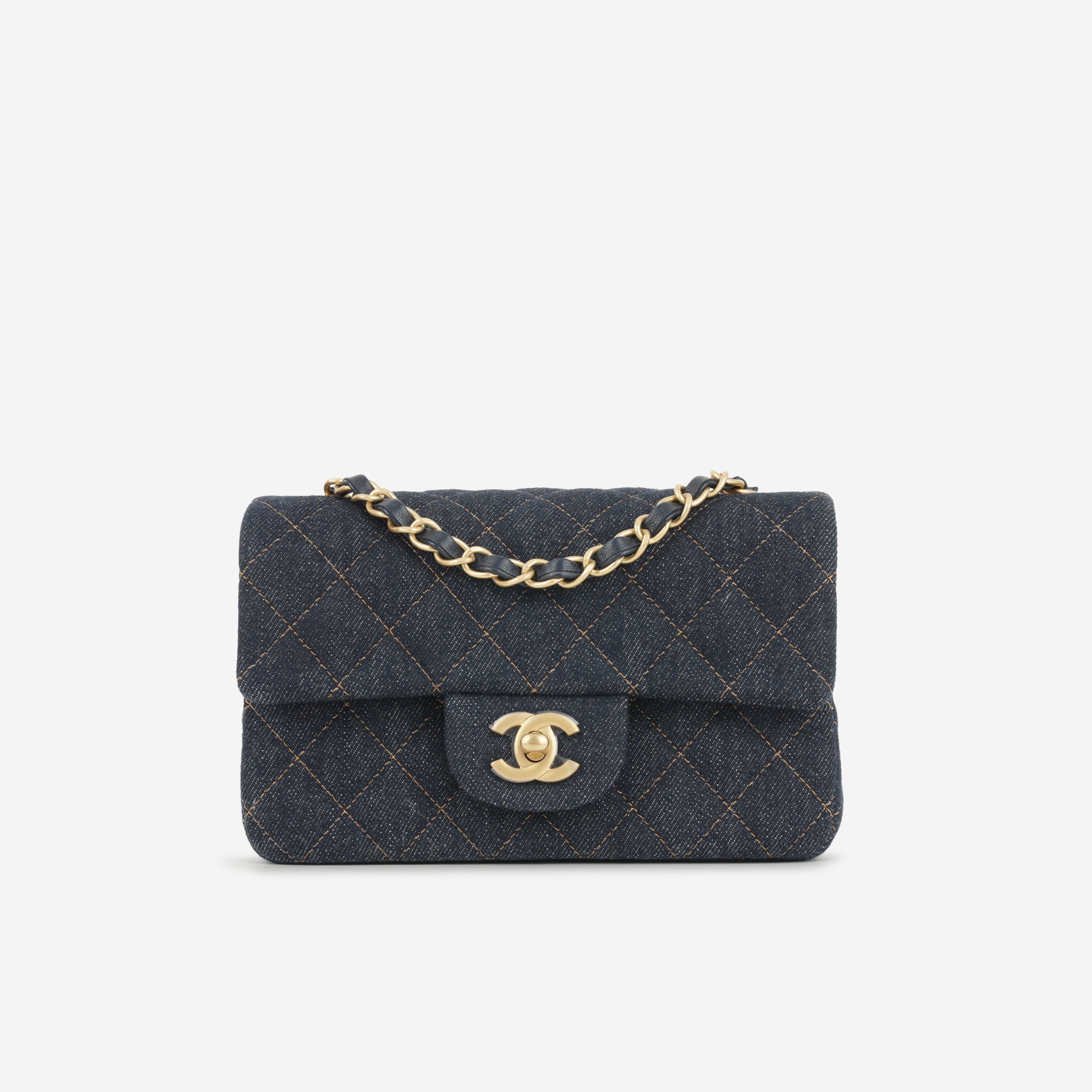 Chanel Mini Flap Rectangular - Indigo Denim | Gold Hardware – Bagista