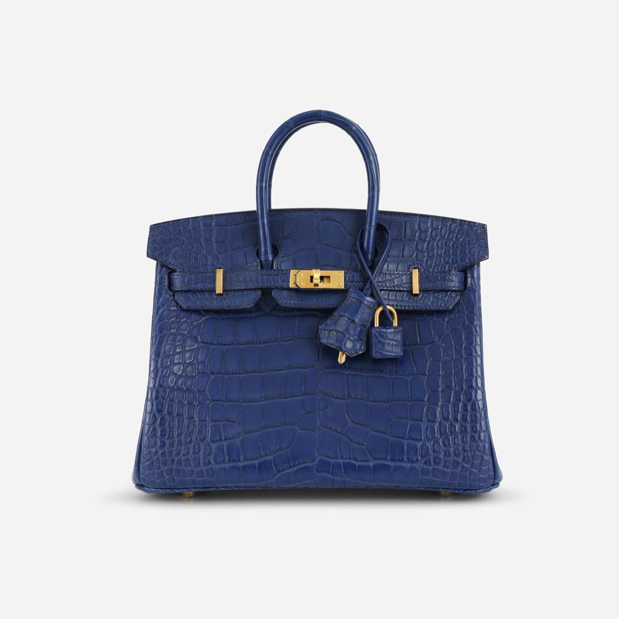 Hermès Birkin 25 - Bleu Saphir Matte Alligator | Brushed Gold Hardware ...