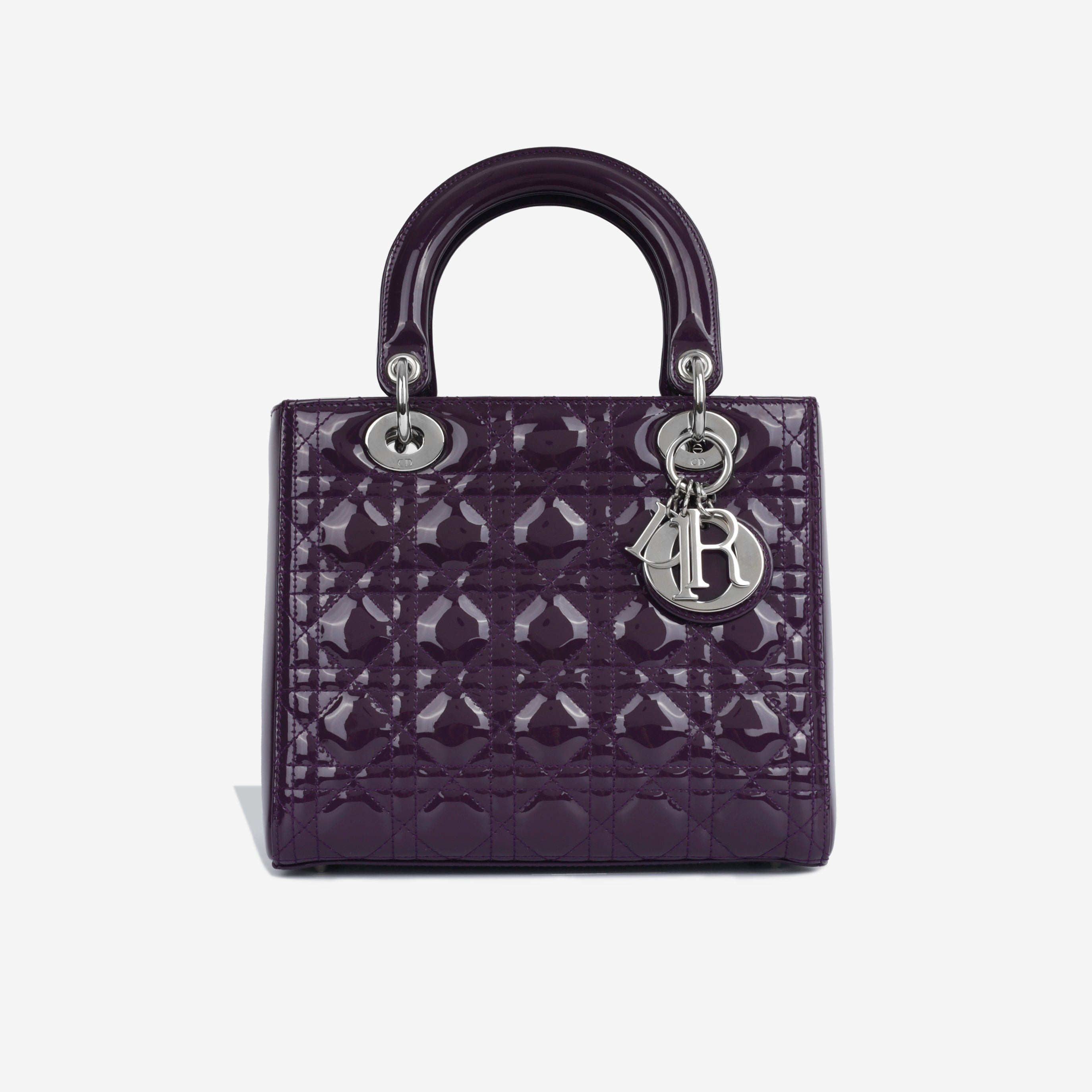 Dior - Medium Lady Dior - Patent Purple Leather - SHW - Pre Loved – Bagista