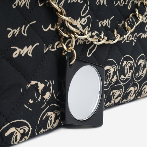 Chanel - Vintage Coco Print Fabric Flap - Black / Beige CGHW - 2005 ...