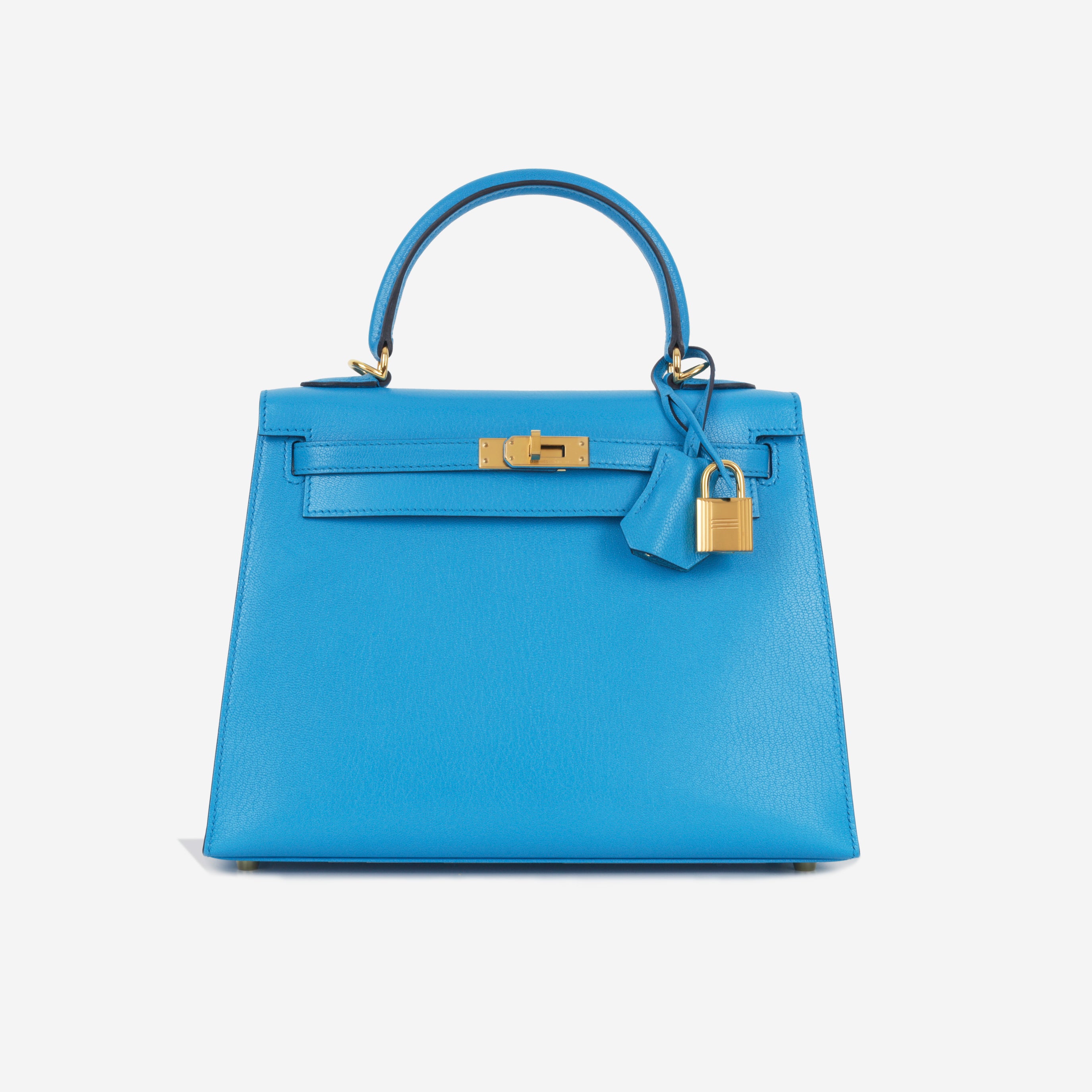 Hermès - Kelly 25 -Bleu Frida Chevre Chamkila - Immaculate - 2023 – Bagista