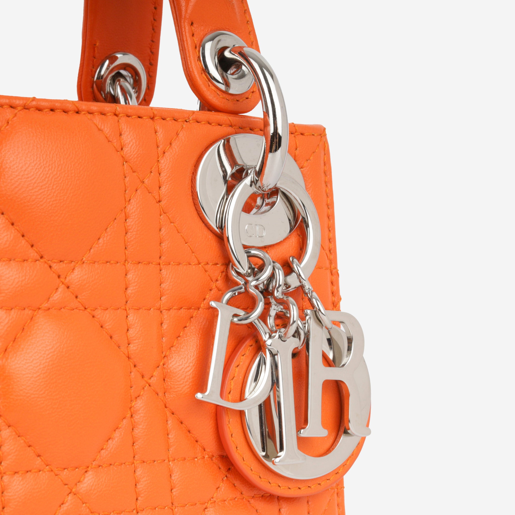 Dior Mini Lady Dior Orange Lambskin SHW | Bagista