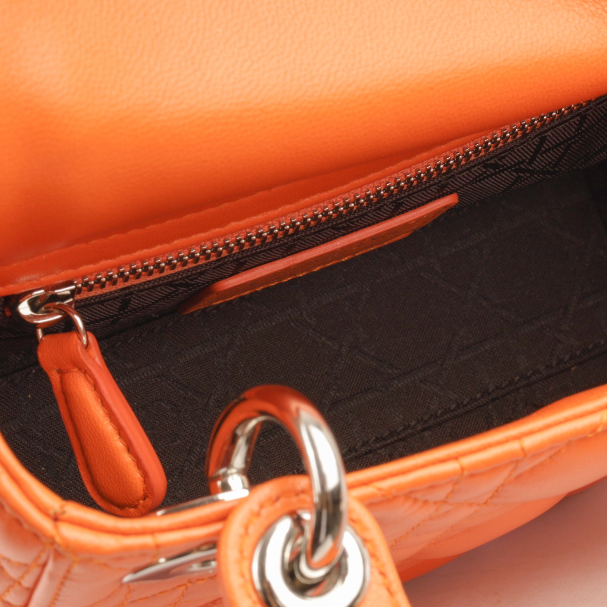 Dior Mini Lady Dior Orange Lambskin SHW | Bagista