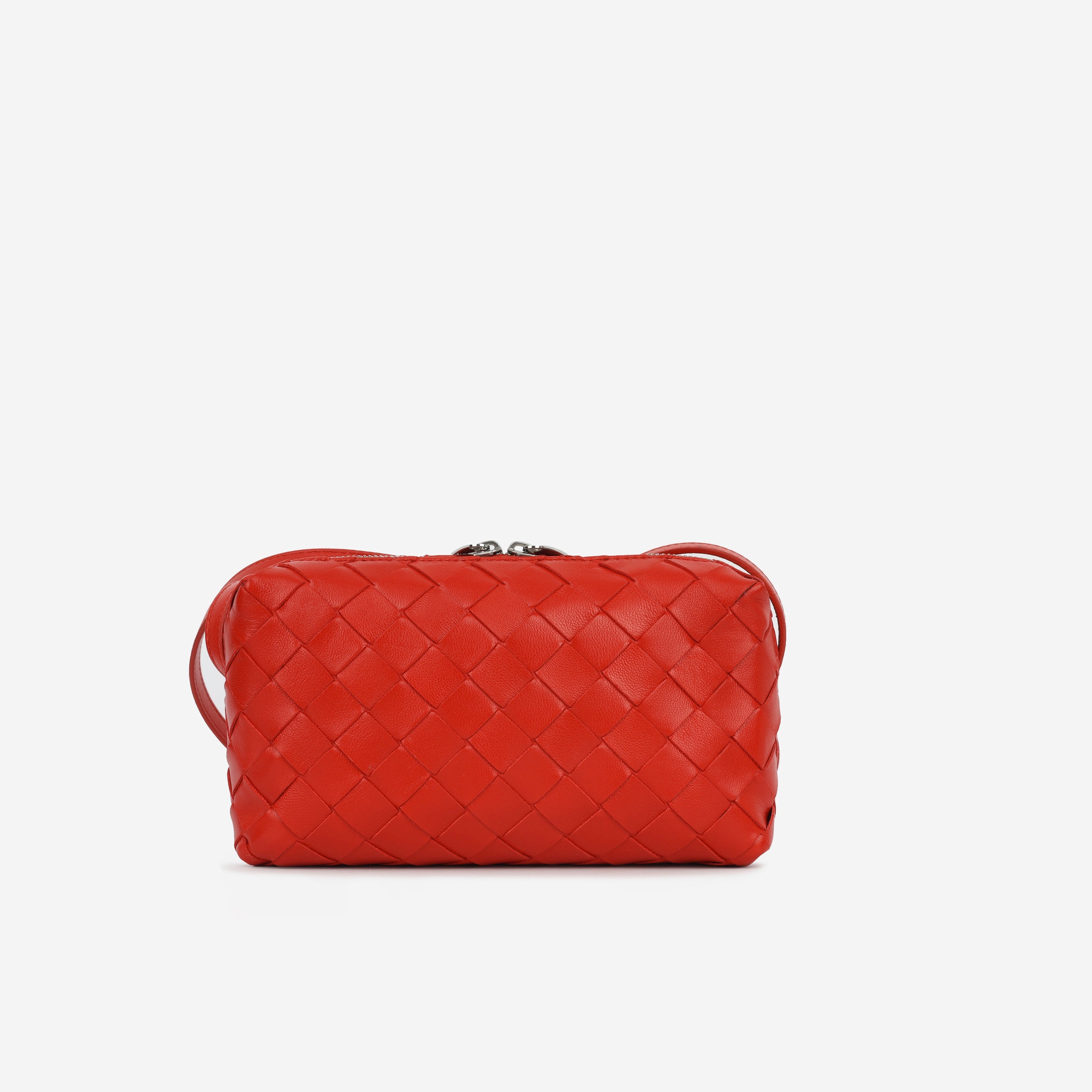 Bottega Veneta - Mini Loop Camera Bag - Red Intrecciato Leather SHW ...