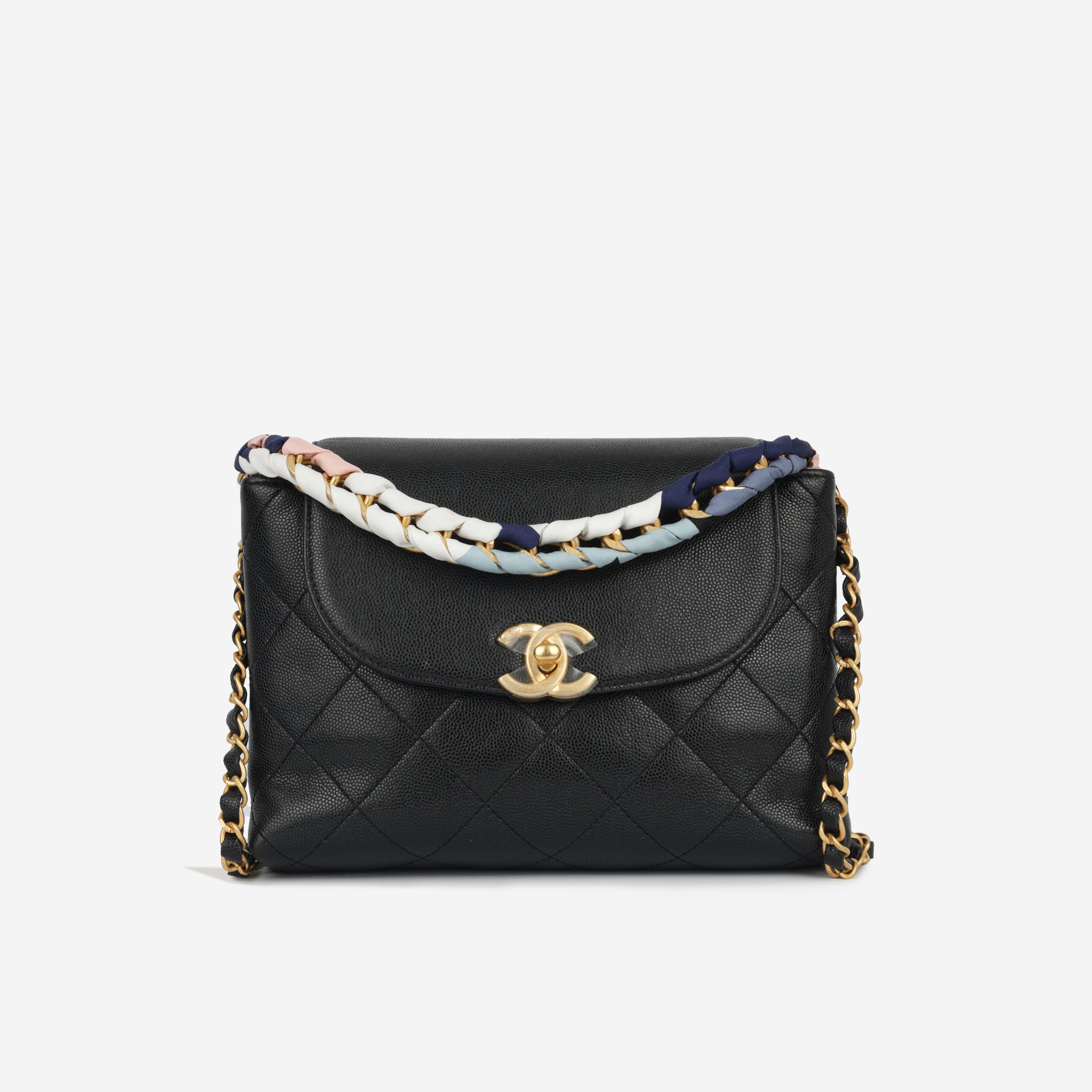 Chanel - CC Scarf Chain Envelope - Black Quilted Calfskin AGHW - Great ...