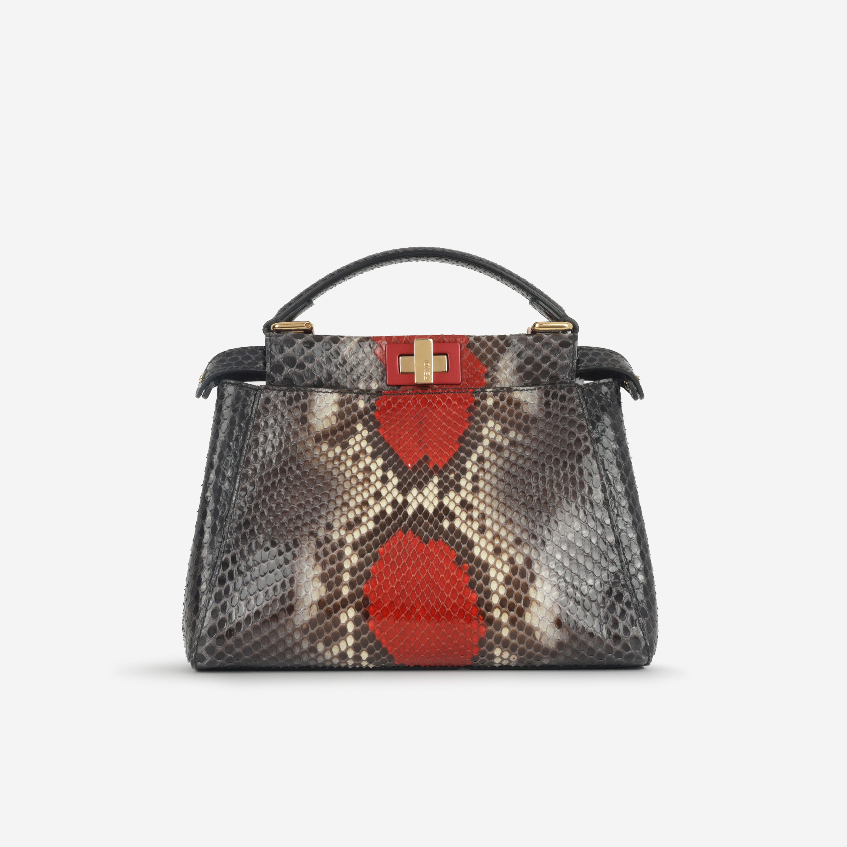 Fendi - Mini Peekaboo - Black/Red Python GHW - Pre-Loved – Bagista