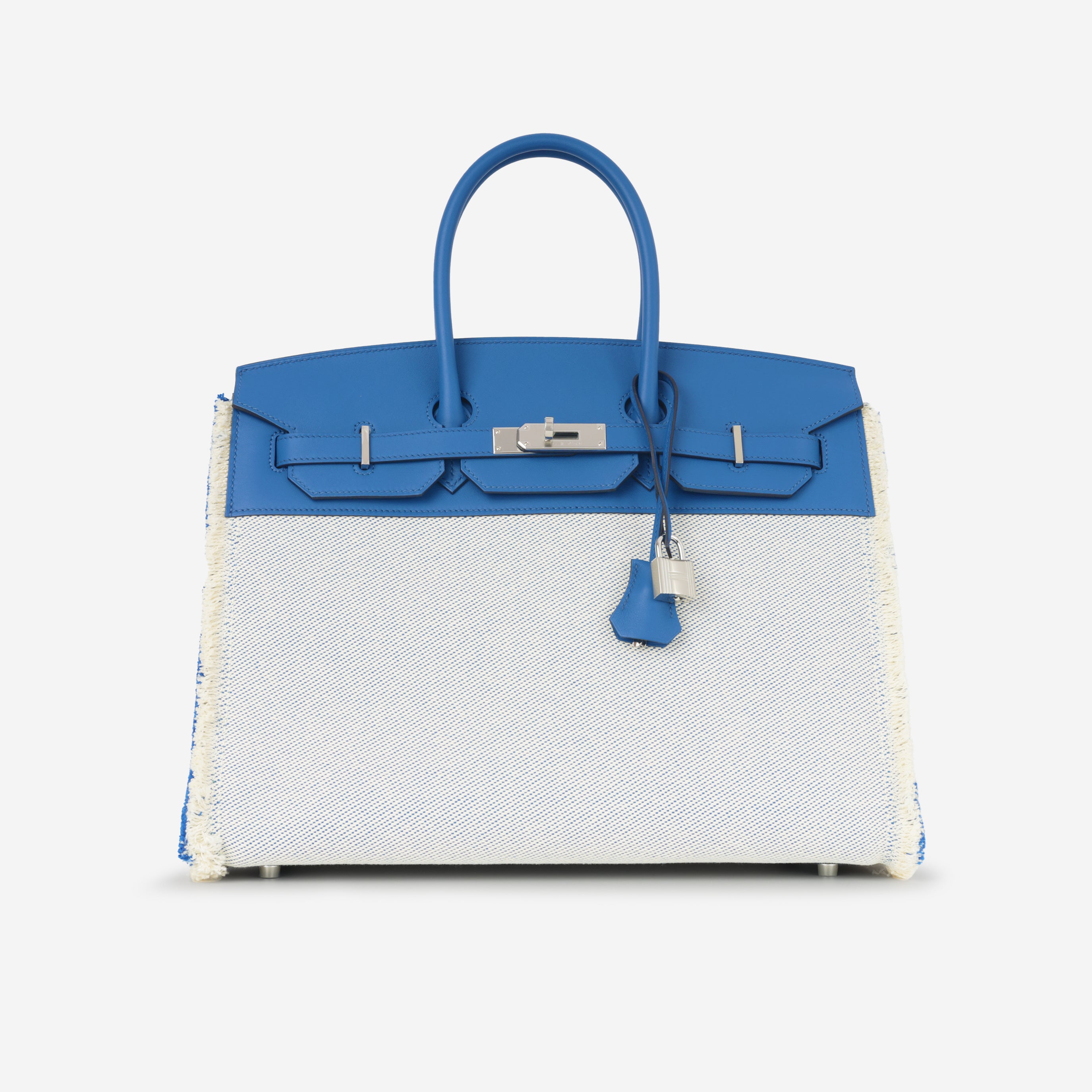 Hermès - Birkin 35 Fray Fray - Bleu France Swift / Ecru-Bleu Billiard ...