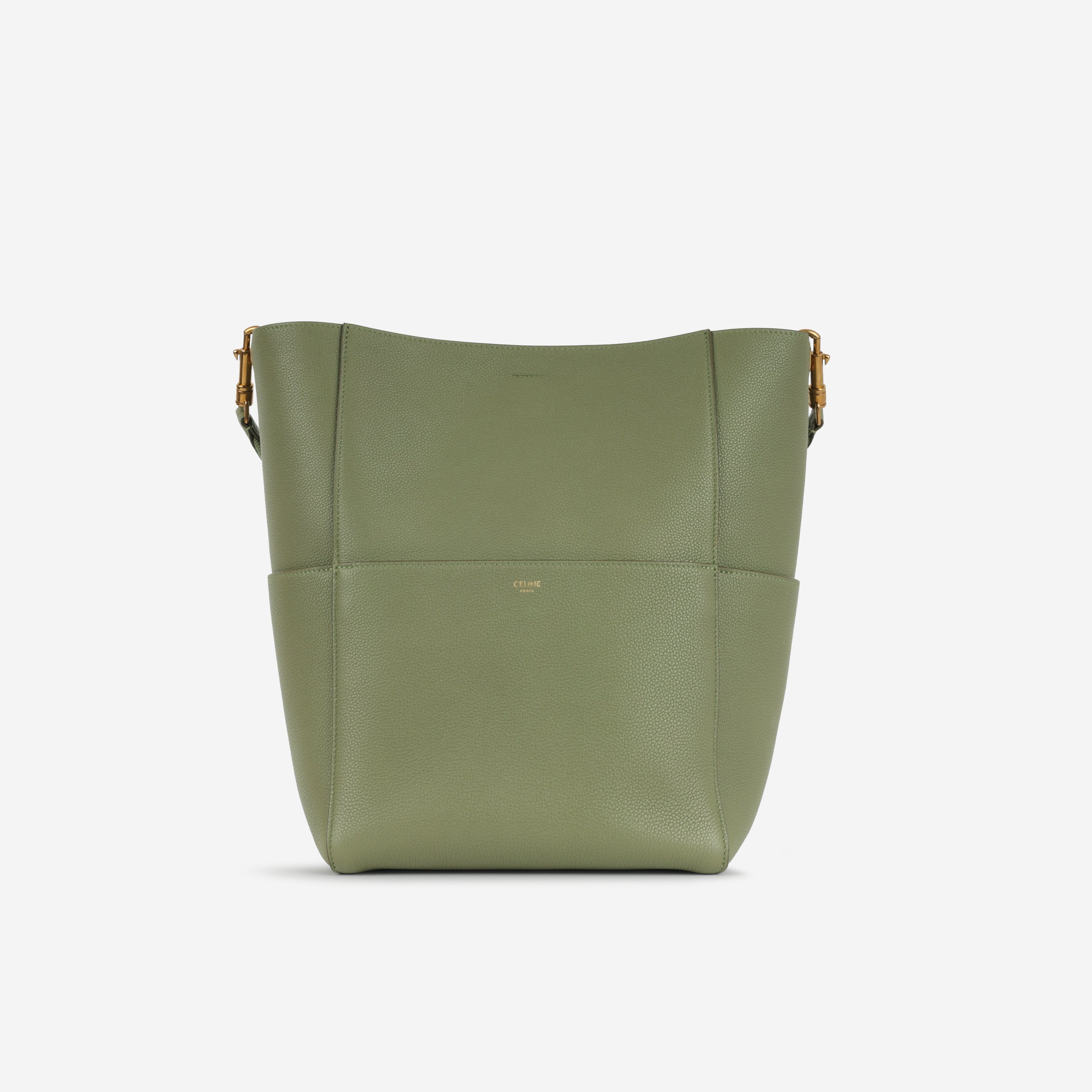 Celine - Sangle Bucket Bag - Sage Green Calfskin GHW - Pre-Loved – Bagista