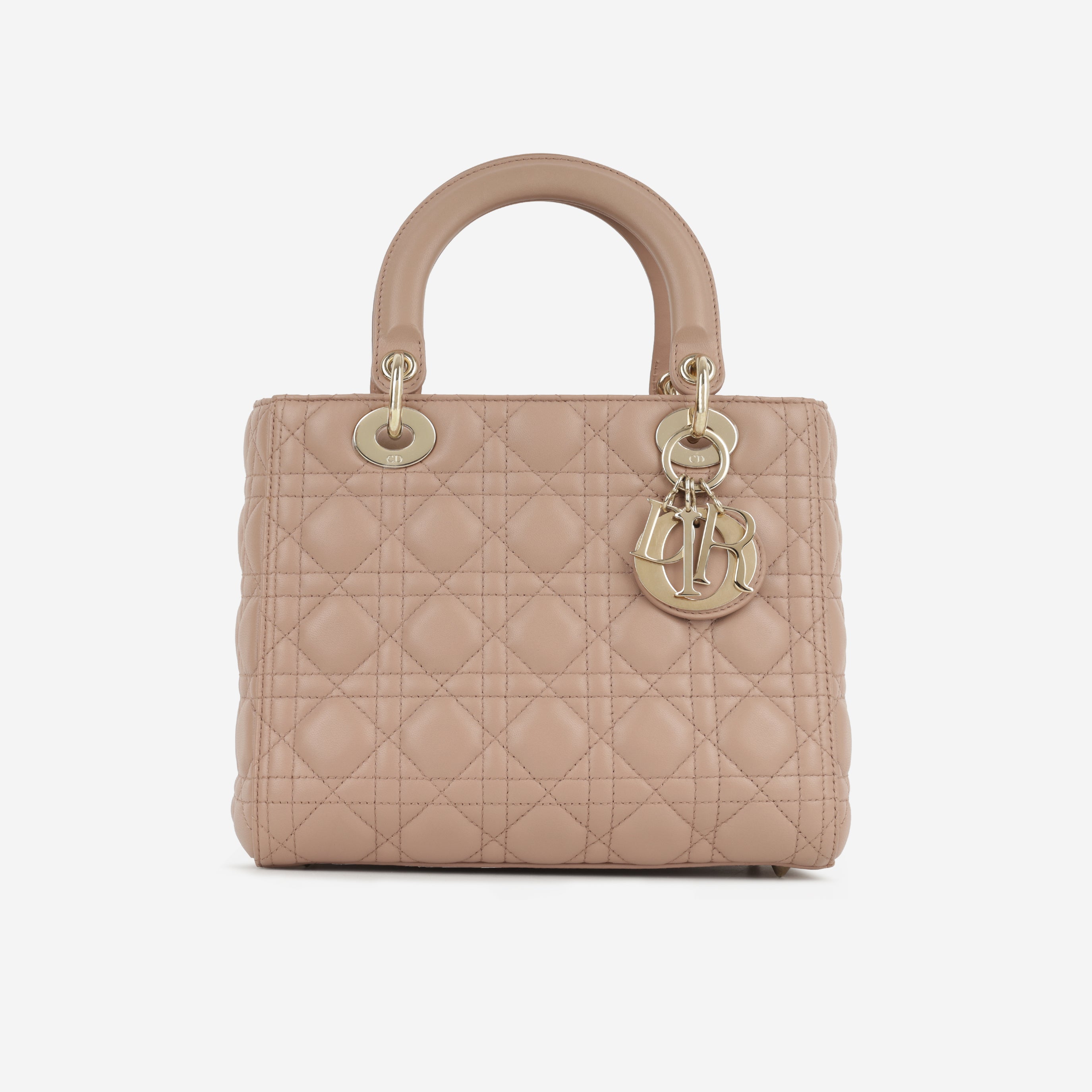 Dior Medium Lady Dior - Blush Lambskin | Champagne Gold Hardware – Bagista