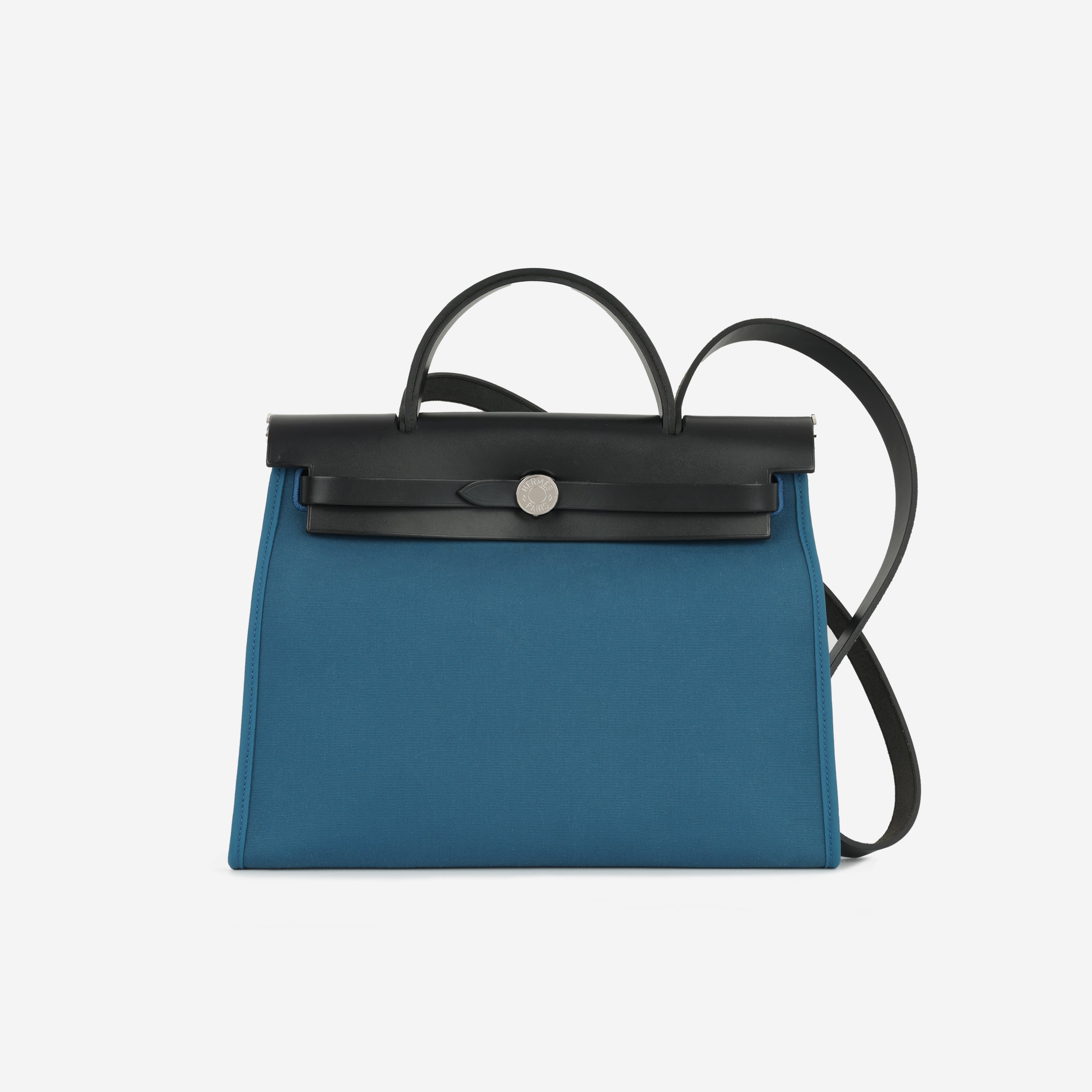 Hermes - Herbag 31 - Bleu Outremer Canvas / Noir Hunter PHW - Pre-Loved ...