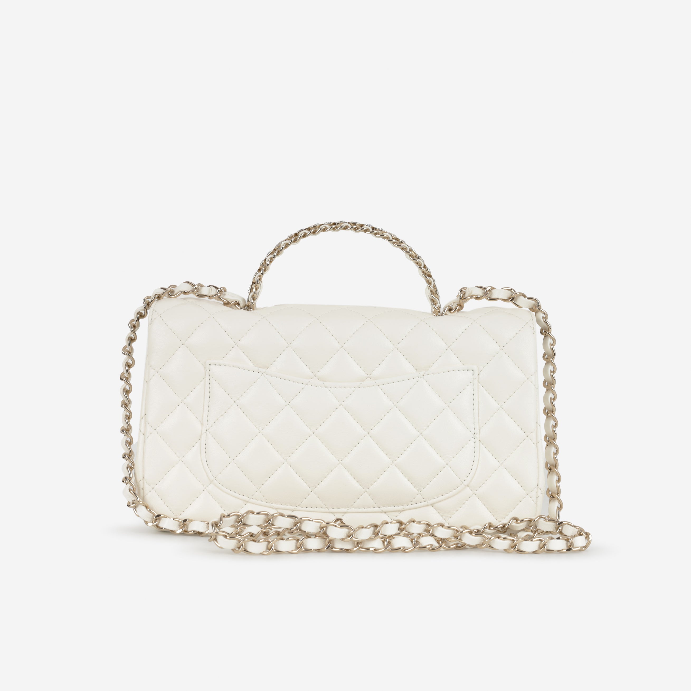 Chanel Mini Top Handle Flap with Strass - Ivory Lambskin | Champagne G ...