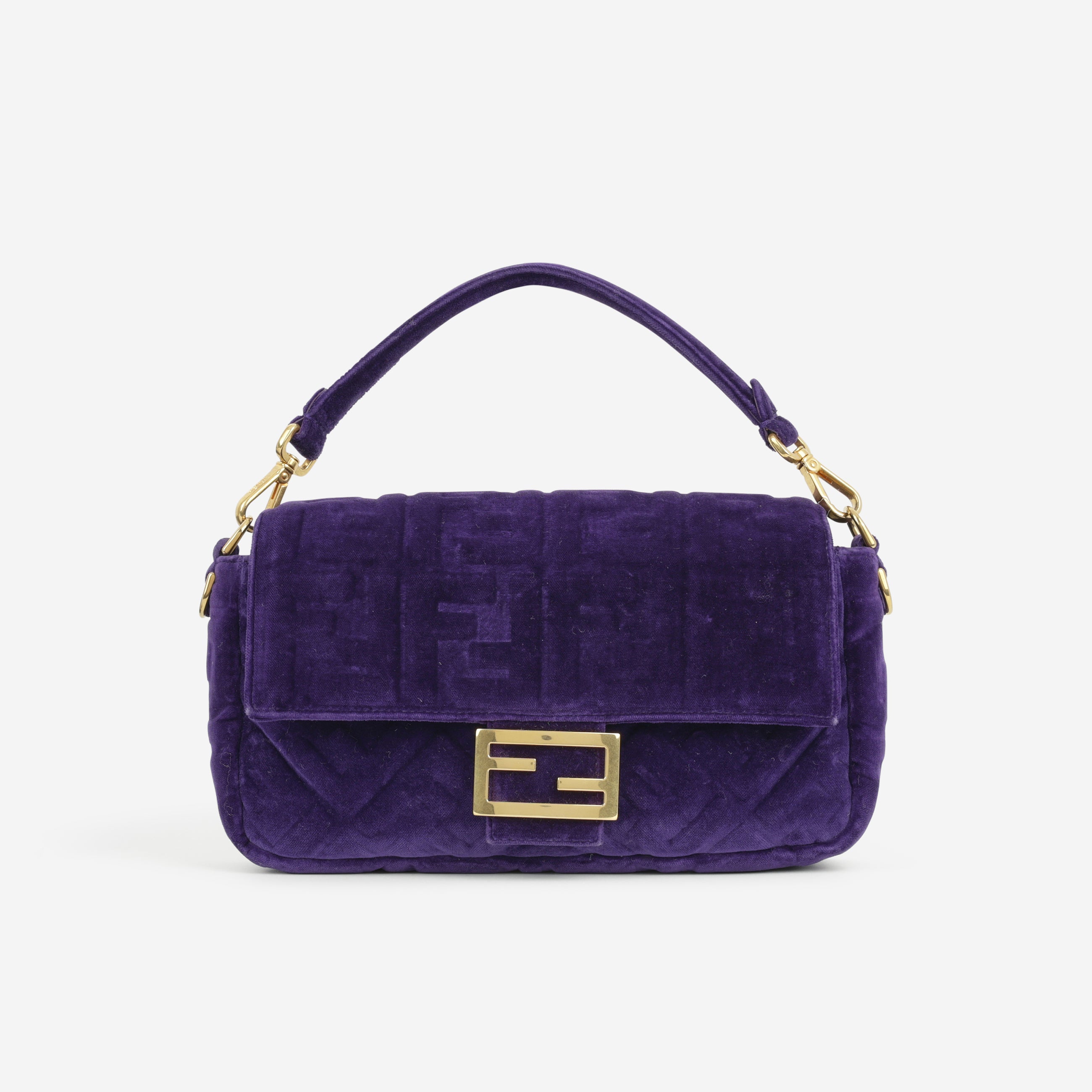Fendi Medium Baguette - Purple Velvet | Gold Hardware – Bagista