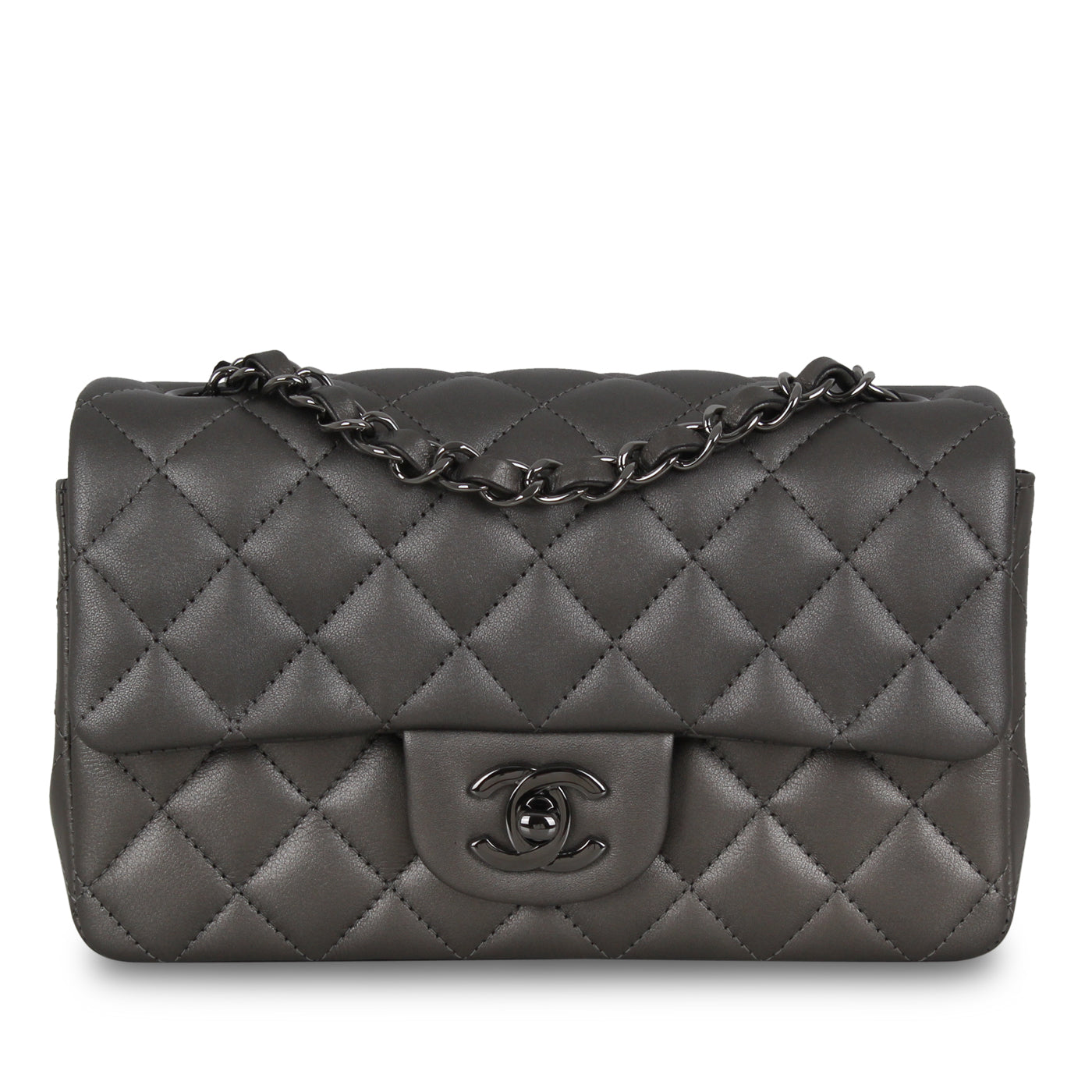 Chanel - Mini Rectangular Classic Flap Bag - Dark Silver/Grey – Bagista