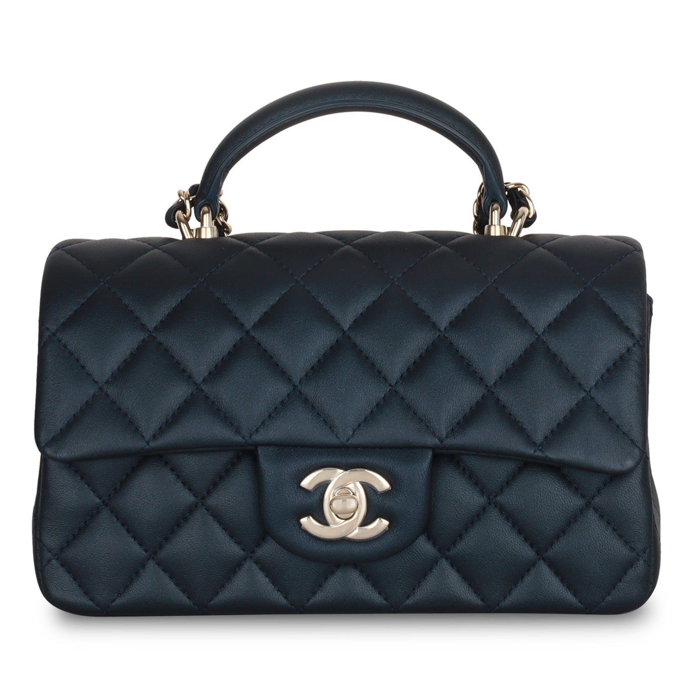 Chanel - Mini Rectangular Top Handle - Navy Metallic Lambskin - CGHW ...