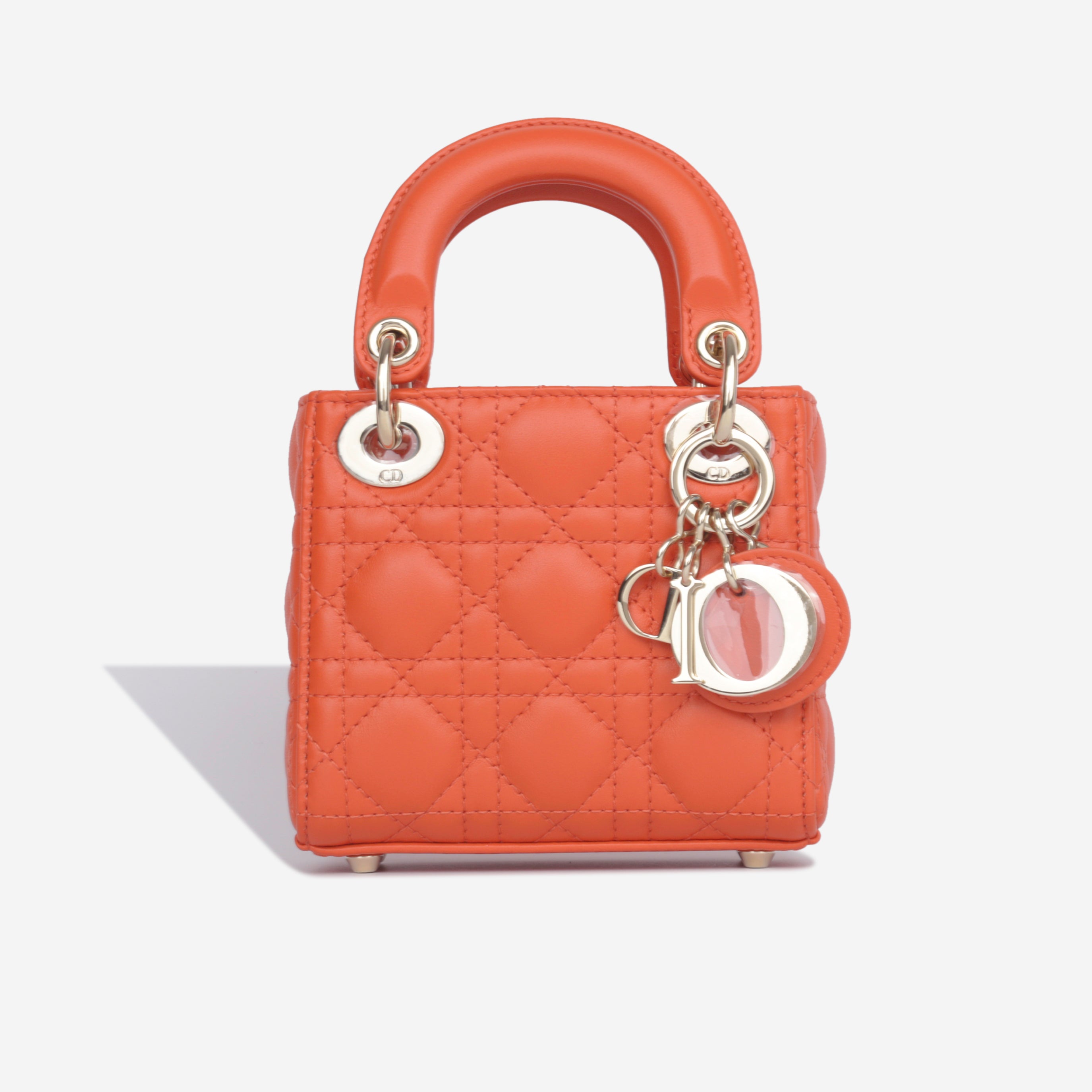 Dior - Lady Dior Micro - Orange Lambskin - CGHW - Immaculate – Bagista
