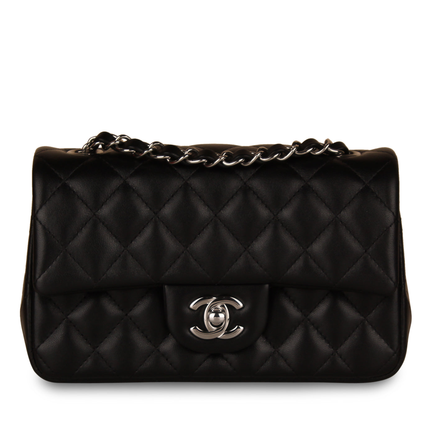 Chanel - Mini Rectangular Classic Flap Bag - Black Lambskin - SHW – Bagista