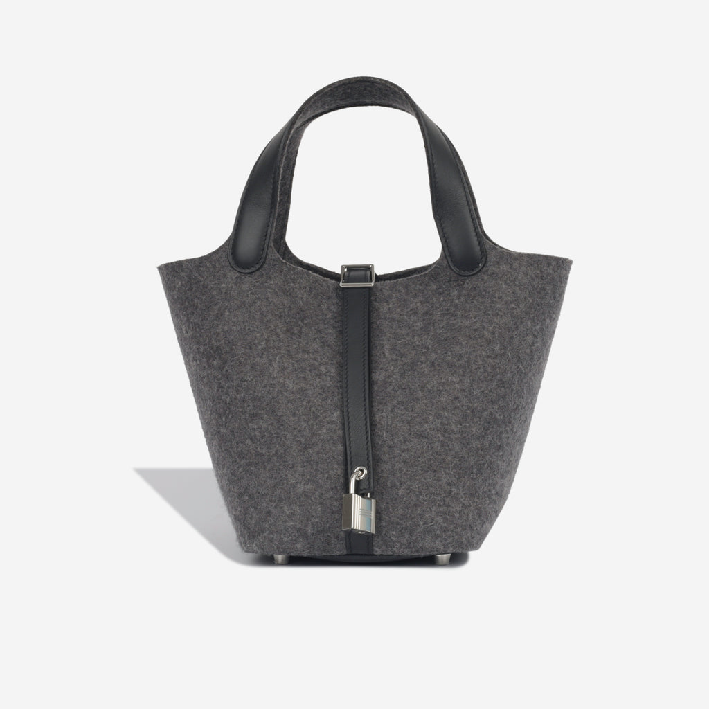 Hermès - Picotin 18 - Grey Wool - PHW - Brand New | Bagista