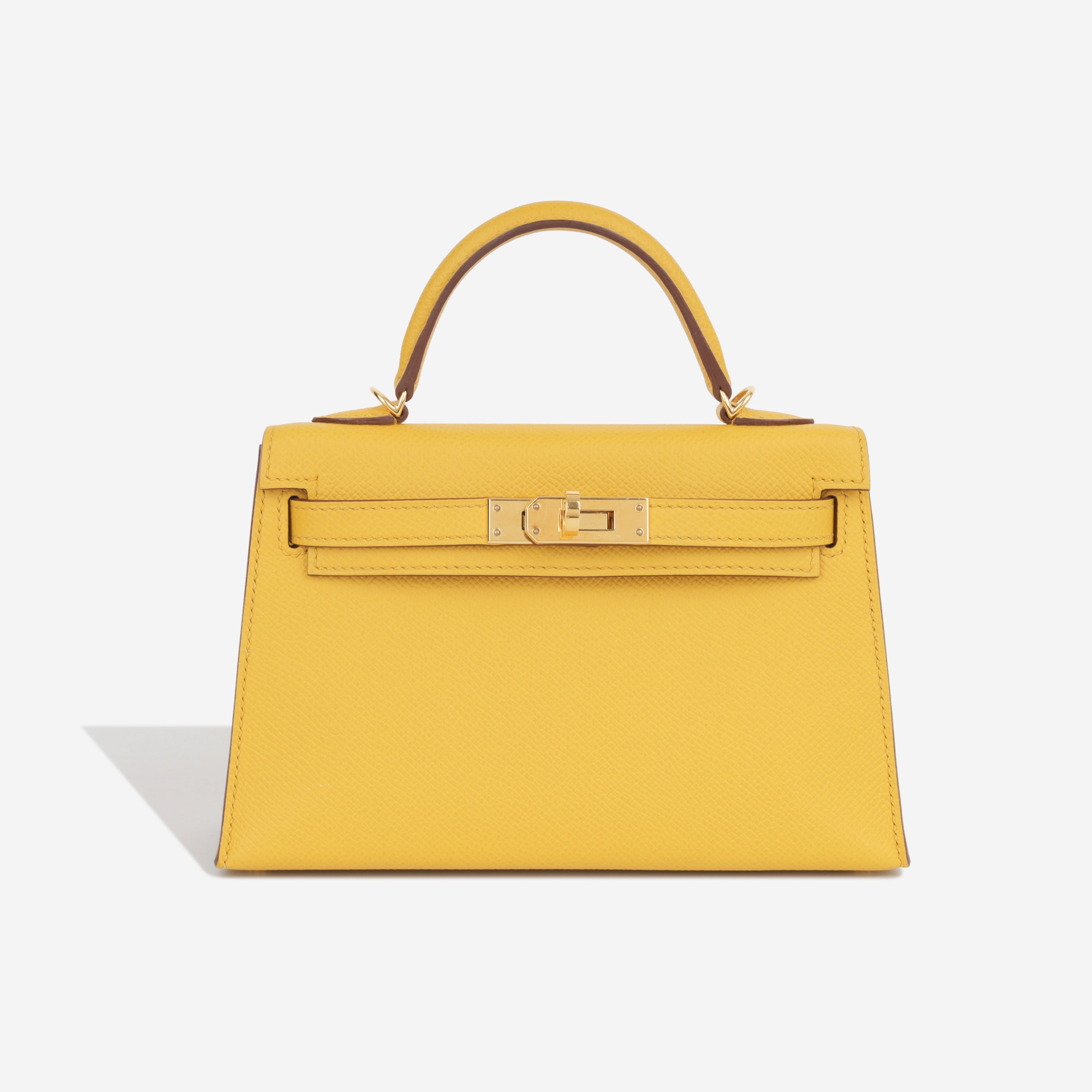 Hermès - Mini Kelly 20 - Jaune Ambre Epsom - GHW - Excellent – Bagista