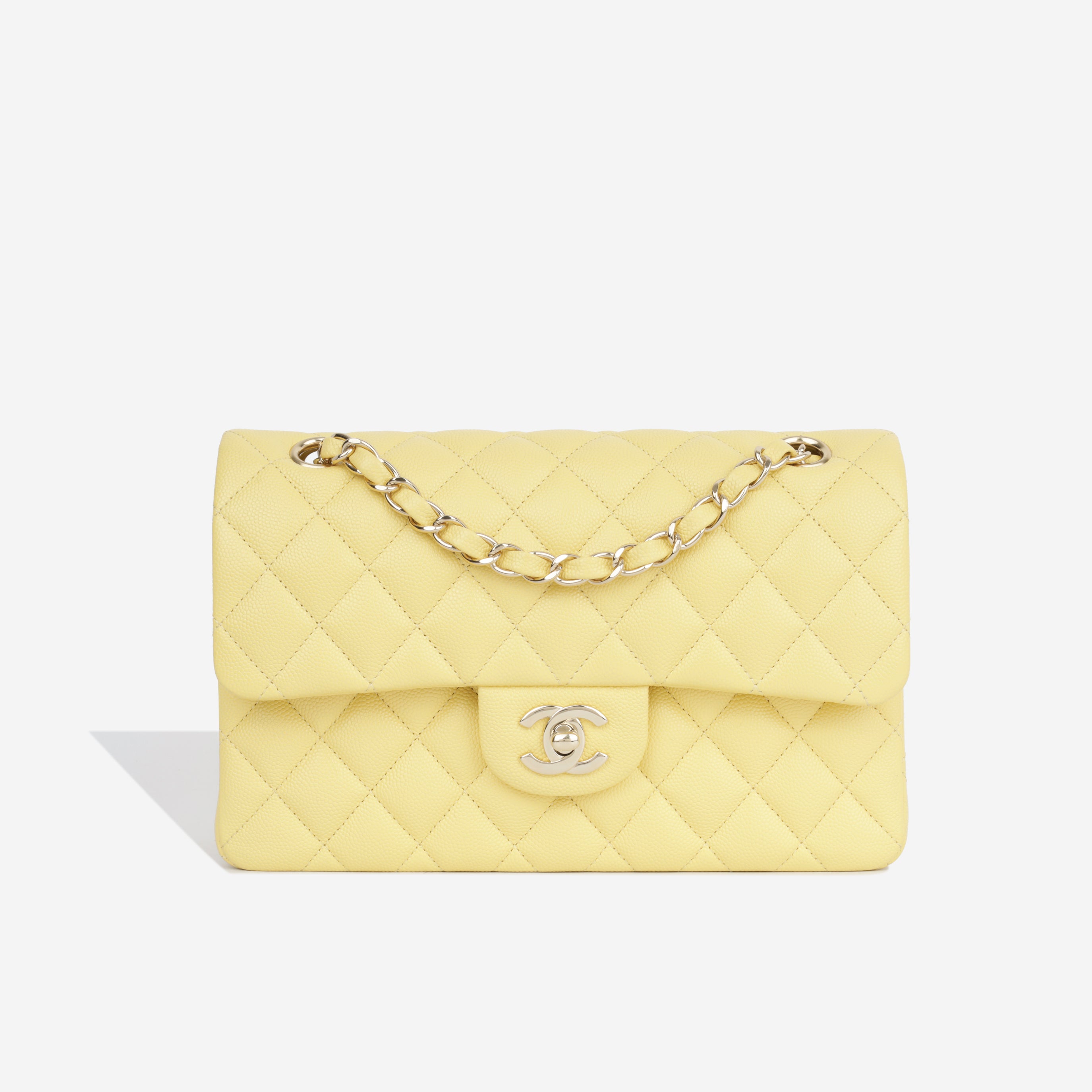 Chanel - Small Classic Flap Bag - Yellow Caviar CGHW - Excellent – Bagista