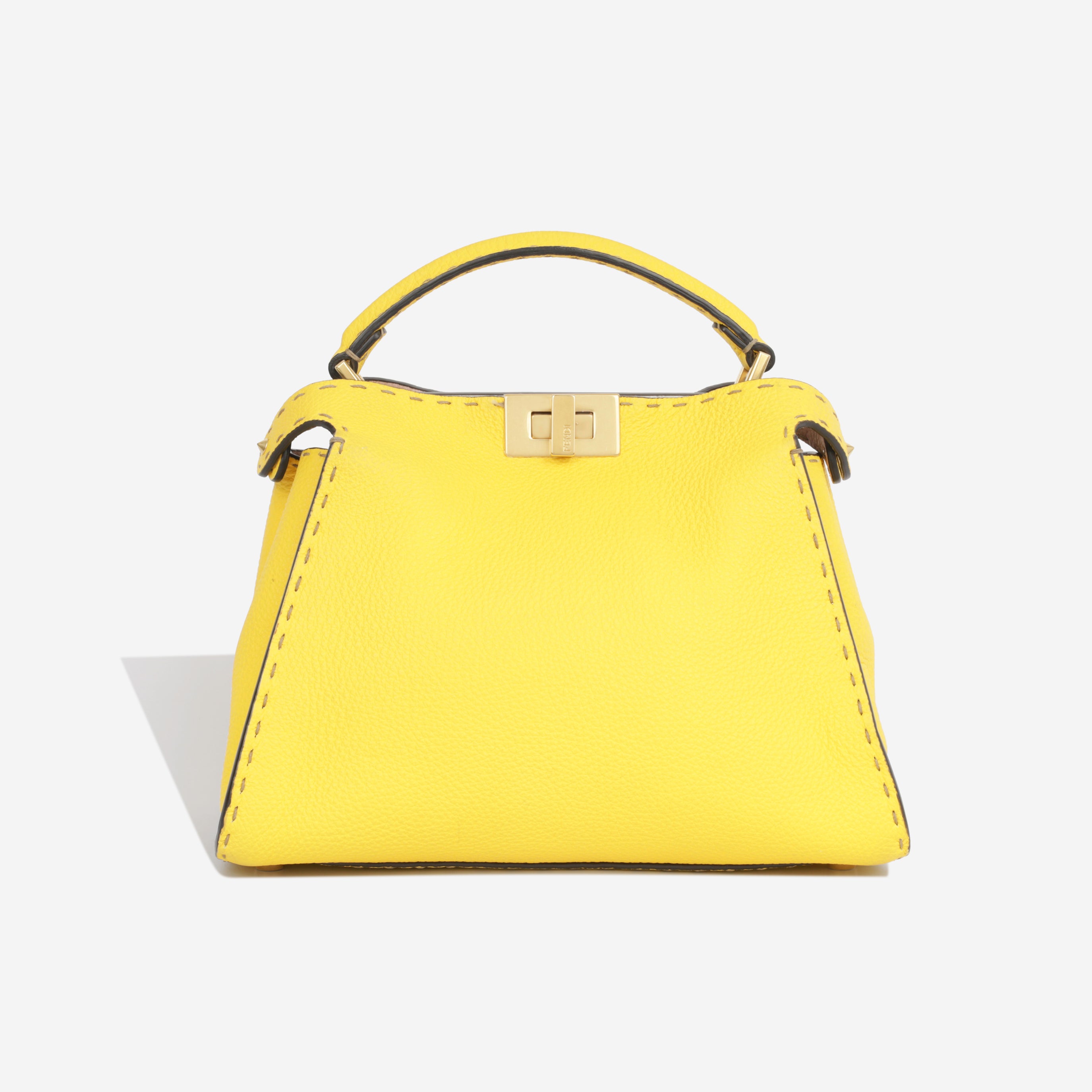 Fendi - Peekaboo - Medium - Yellow Textured Leather CGHW - Pre-Loved ...