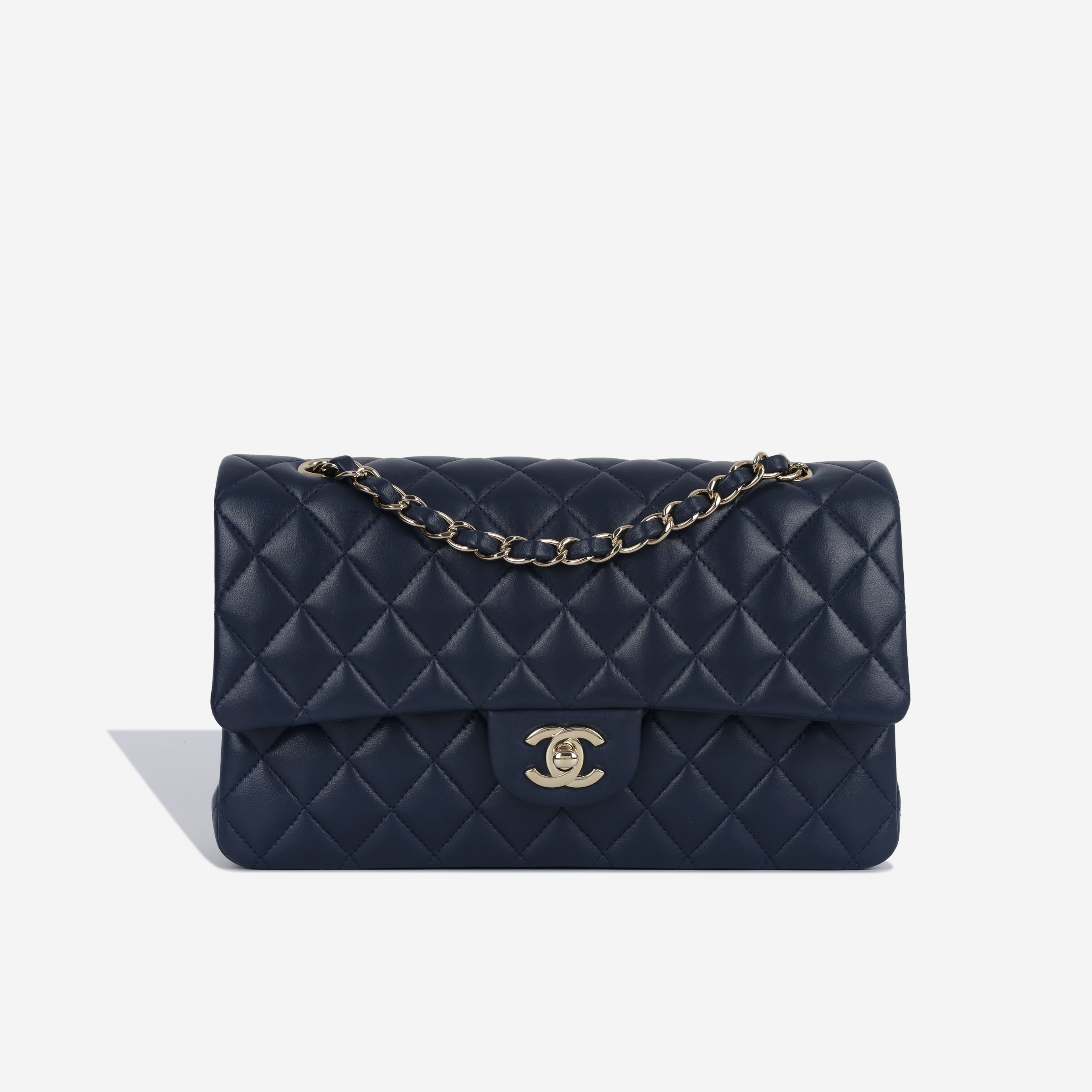 Chanel - Medium Classic Flap Bag - Navy Lambskin - CGHW - Pre Loved ...