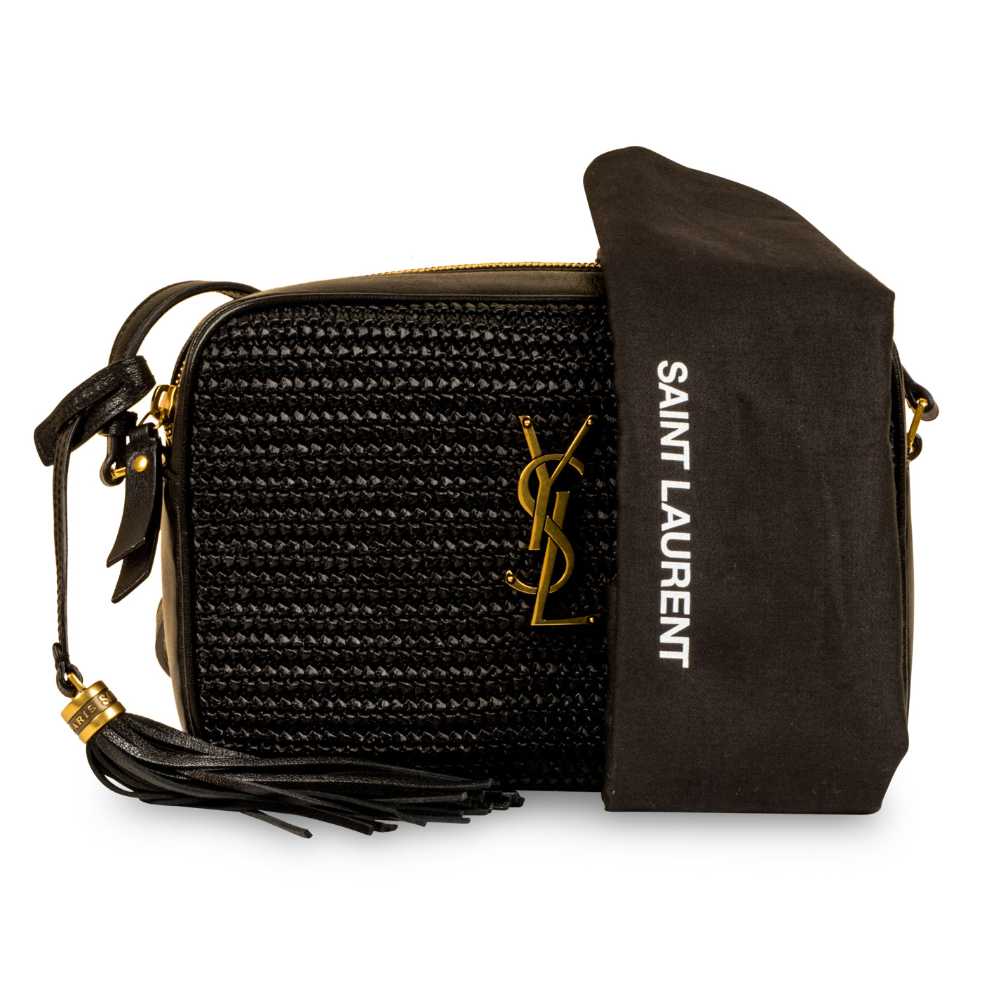 Saint Laurent - Lou Rafia Crossbody - Black | Bagista